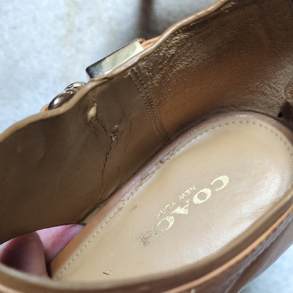 Coach | Shoes | Coach Tan Peeptoe Heels With Ankle Strap | Poshmark